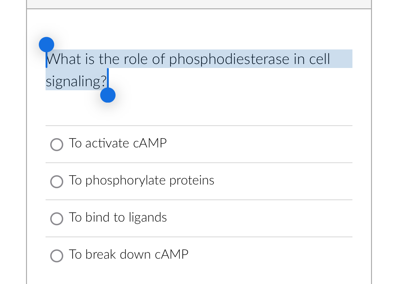 Solved What is the role of phosphodiesterase in cell | Chegg.com