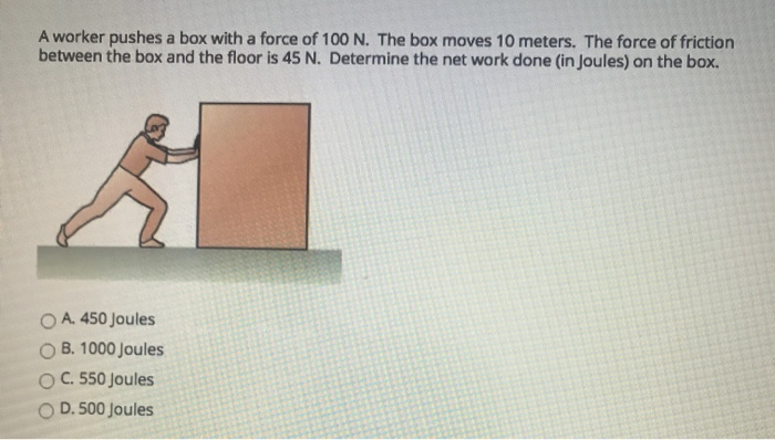 Solved A worker pushes a box with a force of 100 N. The box | Chegg.com