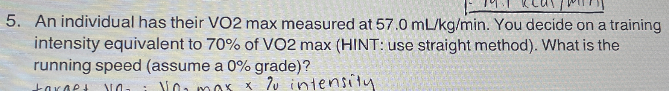 Solved An individual has their VO2 ﻿max measured at | Chegg.com