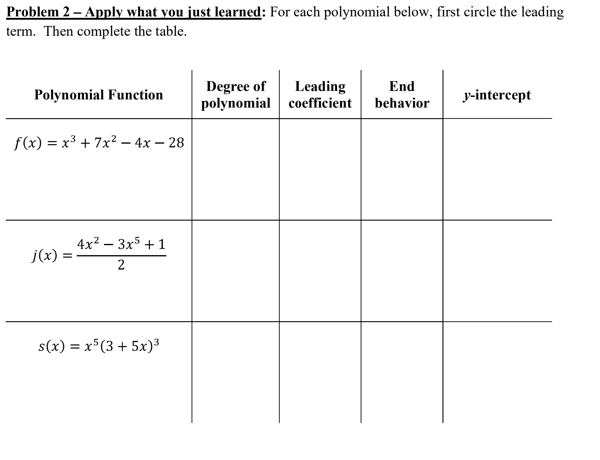 Solved Problem 2 - ﻿Apply what you just learned: For each | Chegg.com