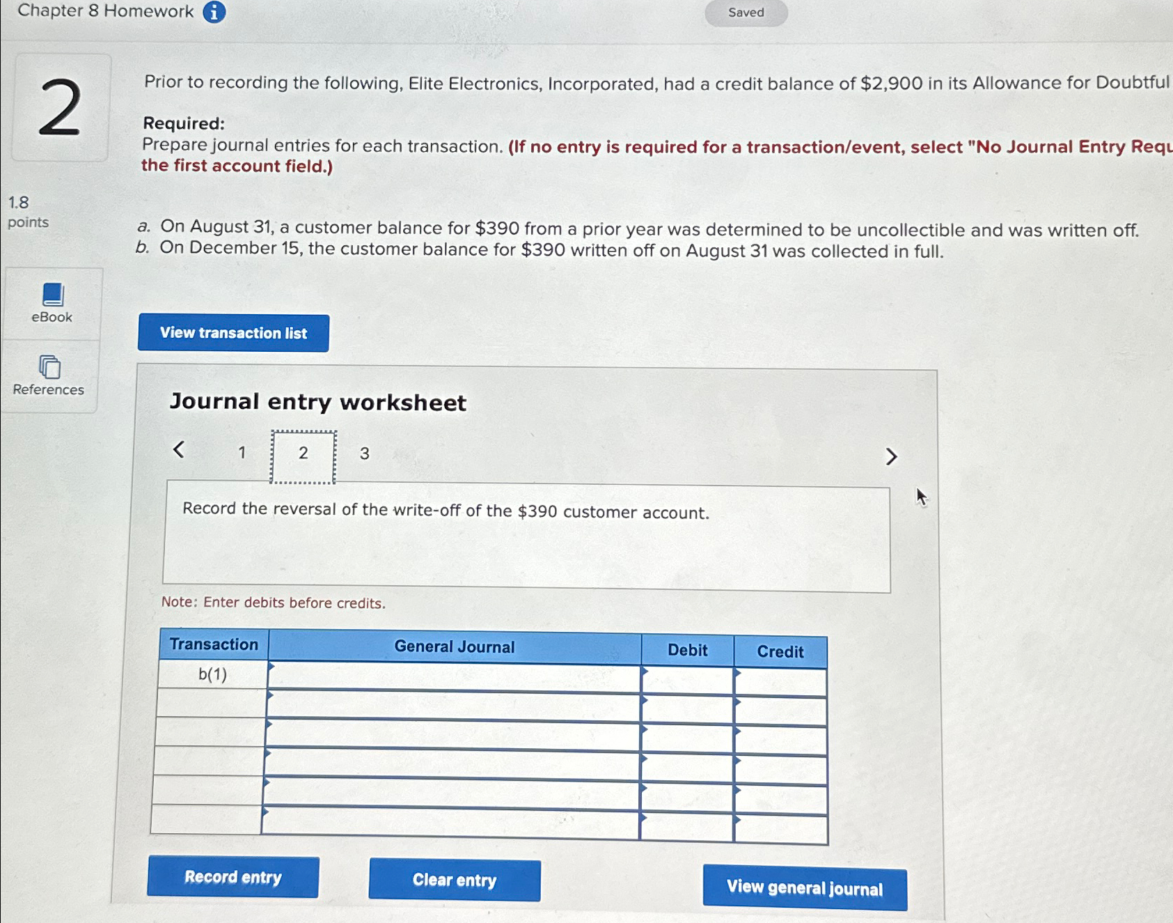 Solved E8-4 (Algo) ﻿Recording Write-Offs and Recoveries [LO | Chegg.com