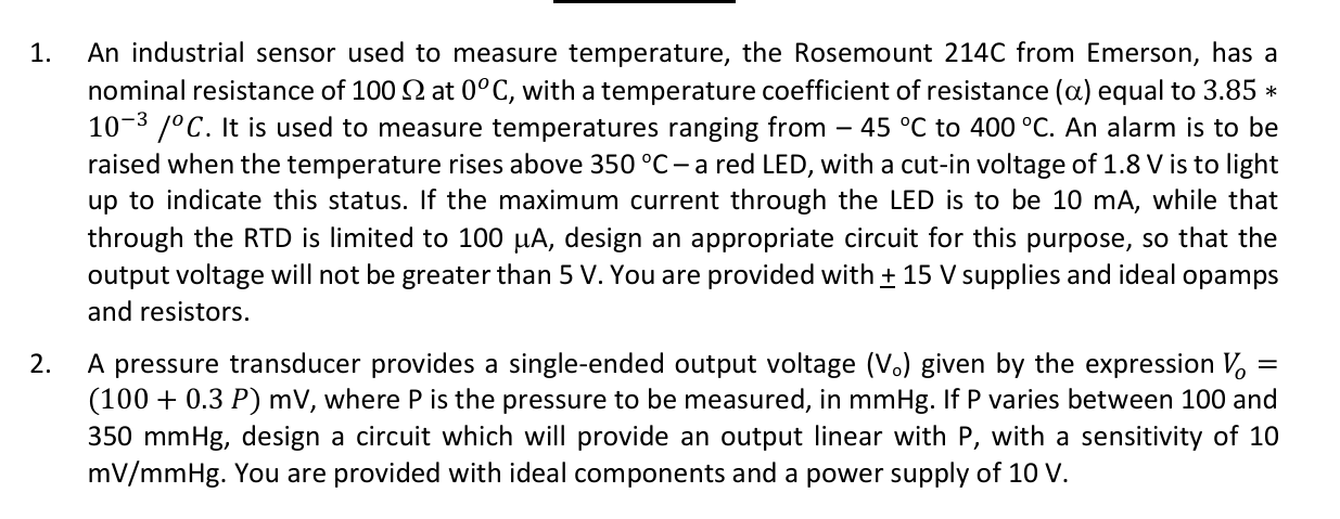 An ﻿industrial sensor ﻿used to ﻿measure temperature, | Chegg.com