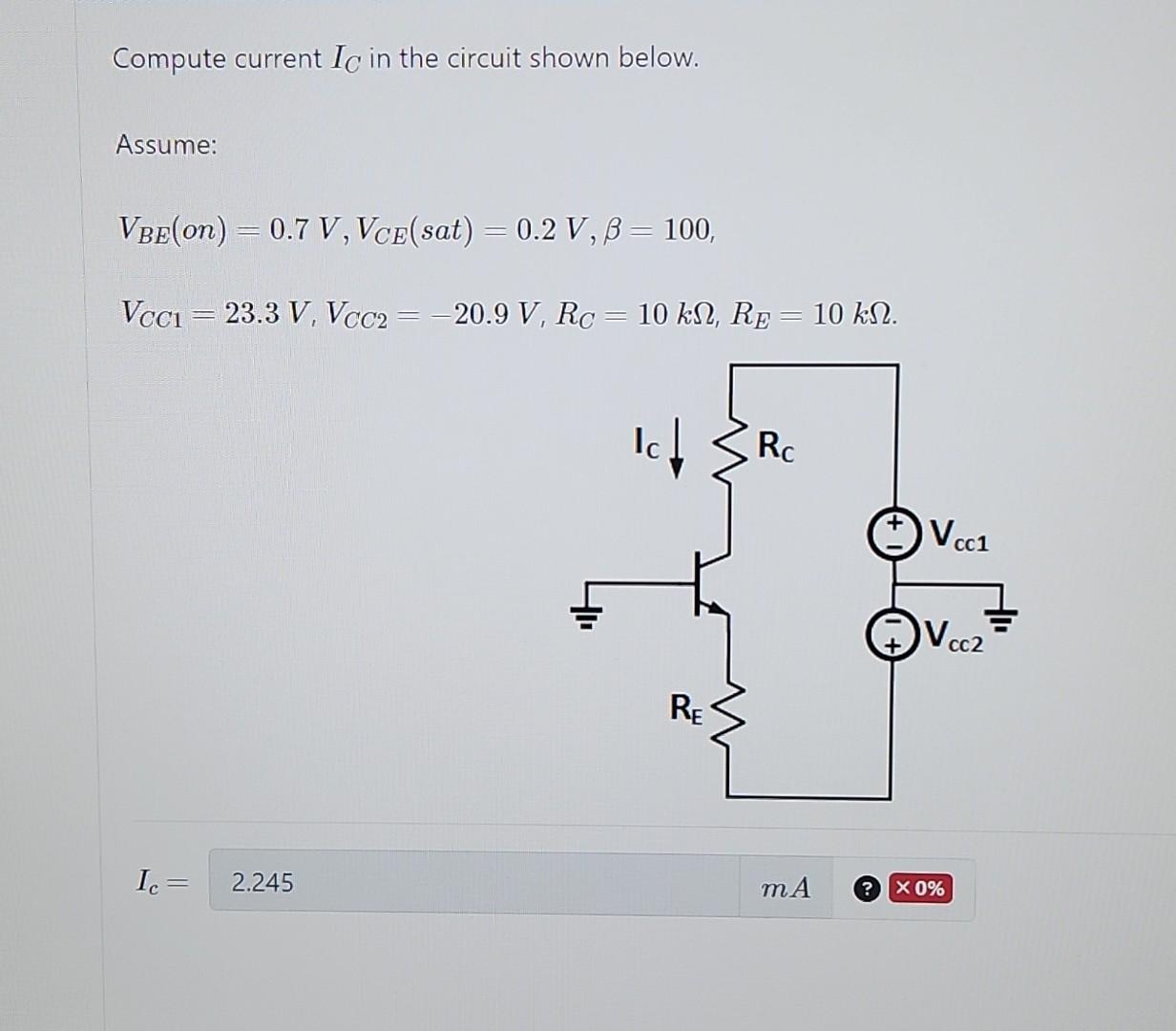 Solved Compute current IC in the circuit shown below. | Chegg.com