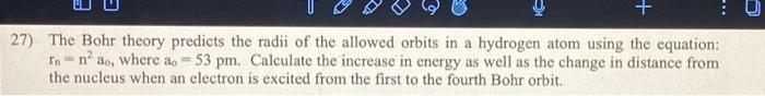 Solved 7) The Bohr theory predicts the radii of the allowed | Chegg.com