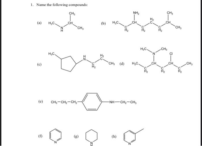 Solved 1. Name the following compounds: (a) (b) (c) (d) | Chegg.com