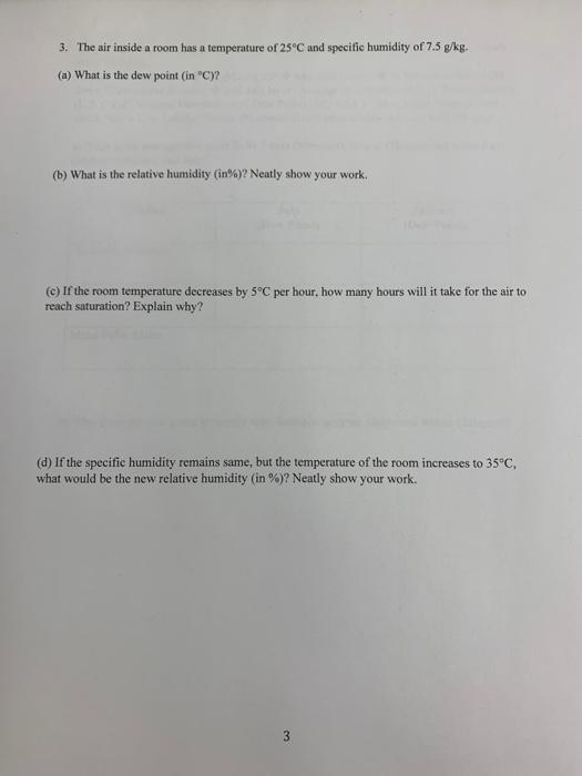 Solved 1. Complete the following relative humidity (R.H.) | Chegg.com