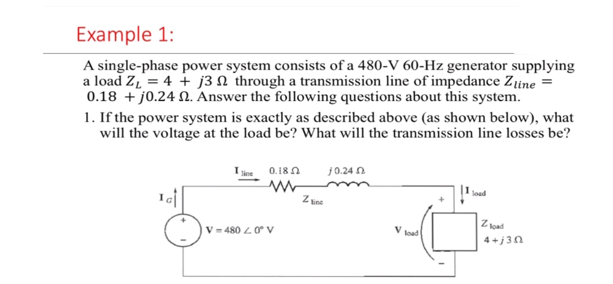 Solved Example 1:A single-phase power system consists of a | Chegg.com