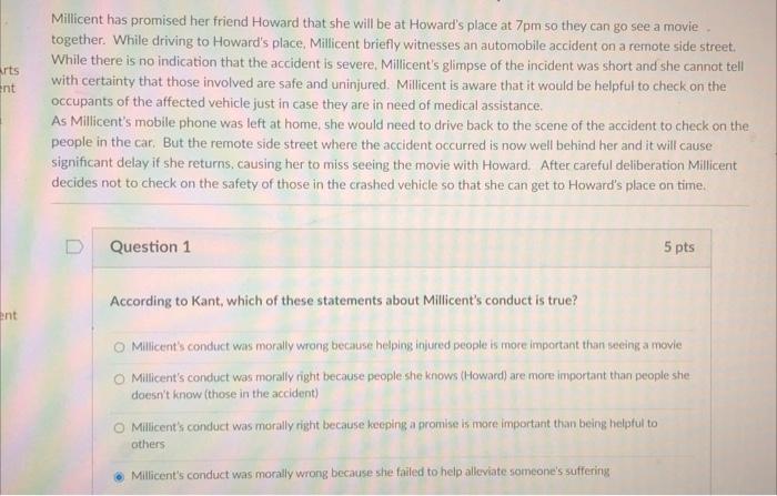 Solved rts Ent Millicent has promised her friend Howard that | Chegg.com