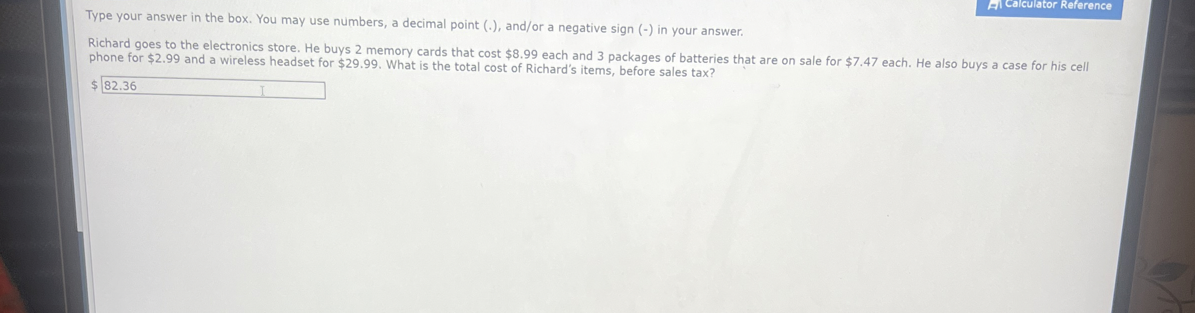 Solved Type your answer in the box. You may use numbers, a | Chegg.com