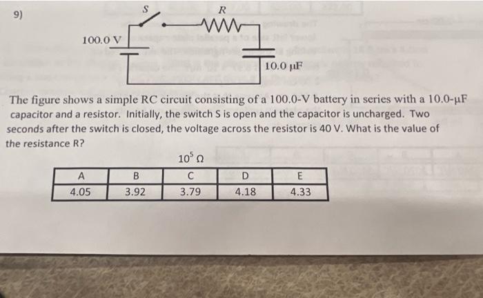 Solved The figure shows a simple RC circuit consisting of a | Chegg.com