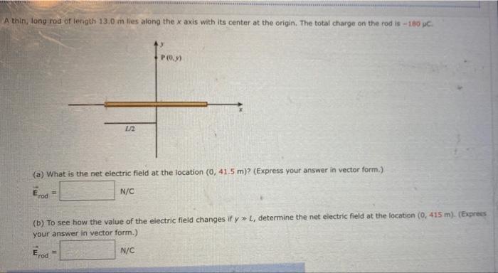 Solved A thin, long rod of length 13.0 m lies along the x | Chegg.com