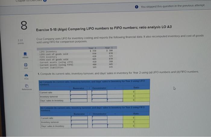 Solved Exercise 5-18 (Algo) Comparing LIFO numbers to FIFO | Chegg.com