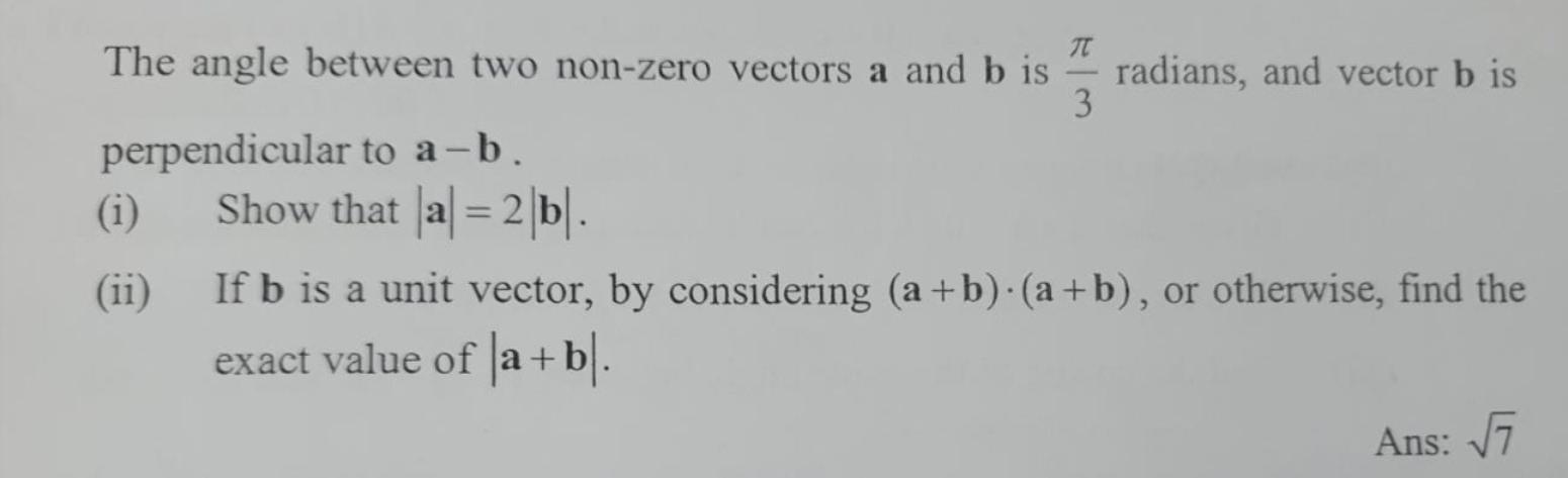 Solved The angle between two non-zero vectors a and b is | Chegg.com