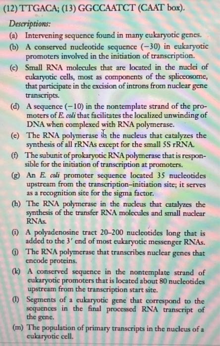 Solved 11.12 Match one of the following terms with each of | Chegg.com