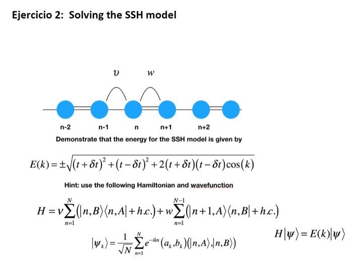Solved Demonstrate that the energy for the SSH model is | Chegg.com
