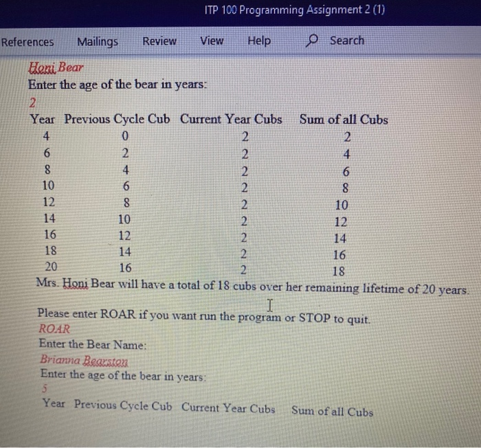 ITP 100 Programming Assignment 2 According to | Chegg.com
