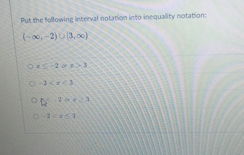 Solved Put the following interval notation into inequality | Chegg.com