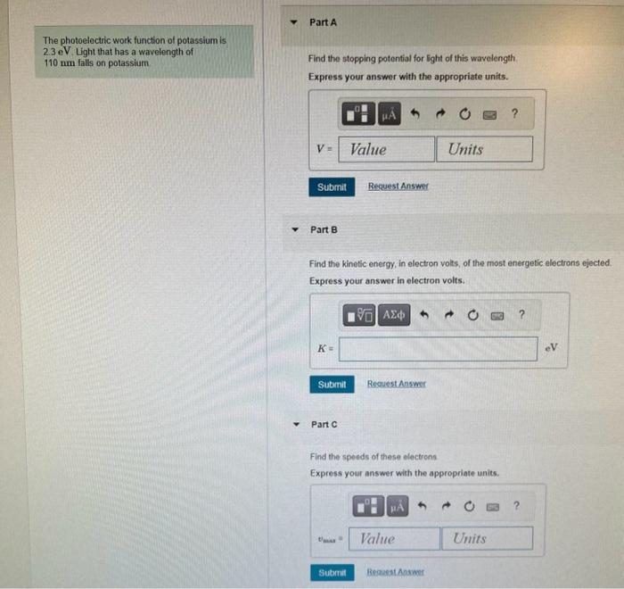 Solved The photoelectric work function of potasslum is | Chegg.com