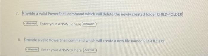 Solved 7. provide a valid PowerShell command which will | Chegg.com