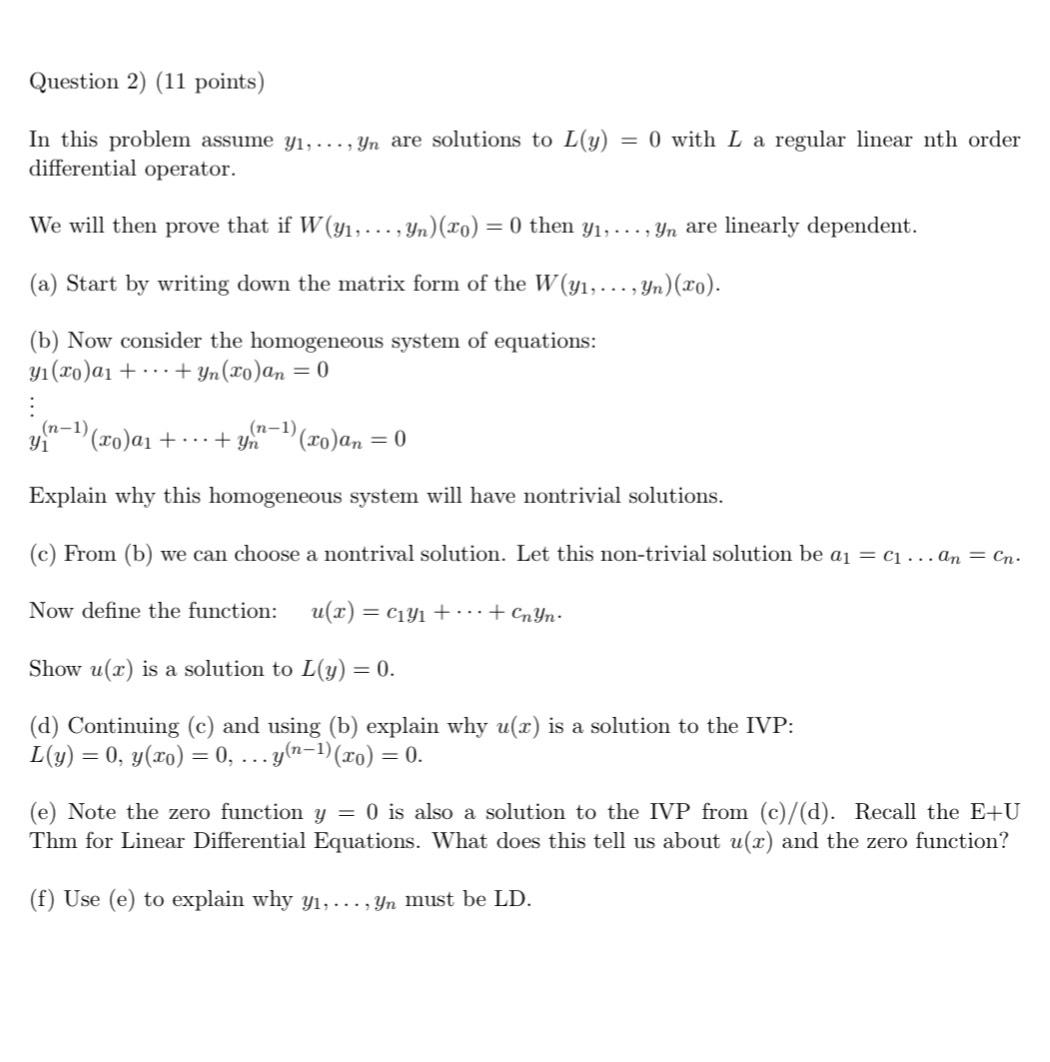 Solved Question 2) (11 ﻿points)In this problem assume | Chegg.com
