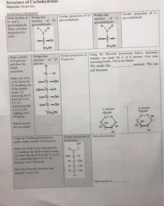 Solved Structure of Carbohydrates Materials: Model kits | Chegg.com