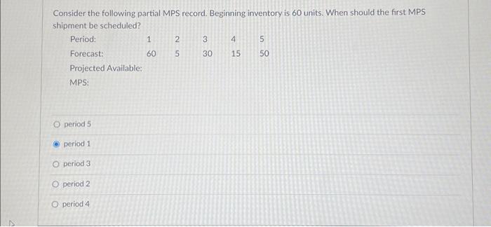 Consider the following partial MPS record. Beginning | Chegg.com
