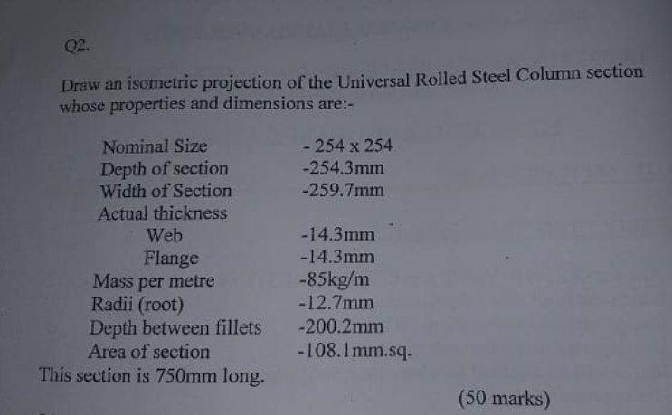 Solved Draw an isometric projection of the Universal Rolled | Chegg.com