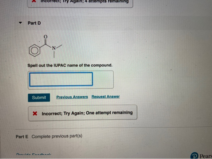 Solved Incorrect, Try Again; 4 attempts Pemaining Part D . | Chegg.com