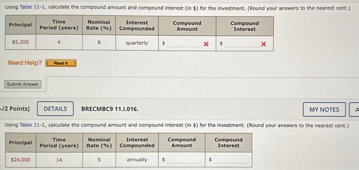 Solved BRECMBC9 11.I.016.TABLE 11-1 Compound Interest Table | Chegg.com