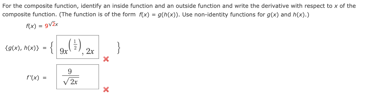 Solved For the composite function, identify an ﻿inside | Chegg.com