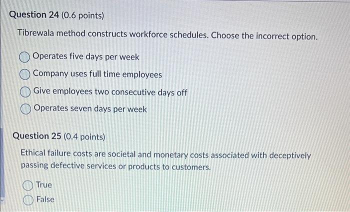Solved Tibrewala method constructs workforce schedules. | Chegg.com