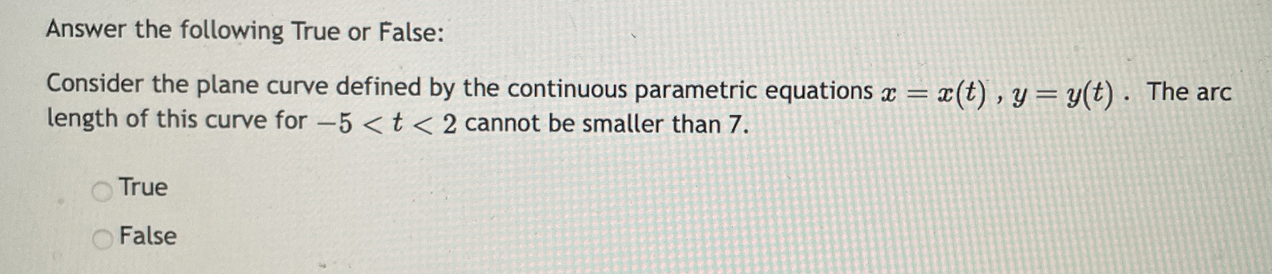 Solved Answer the following True or False:Consider the plane | Chegg.com