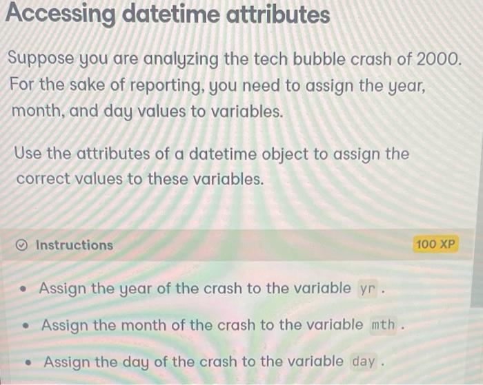 Solved script.py 1 # March 10, 2000 . Tech Bubble Crash | Chegg.com