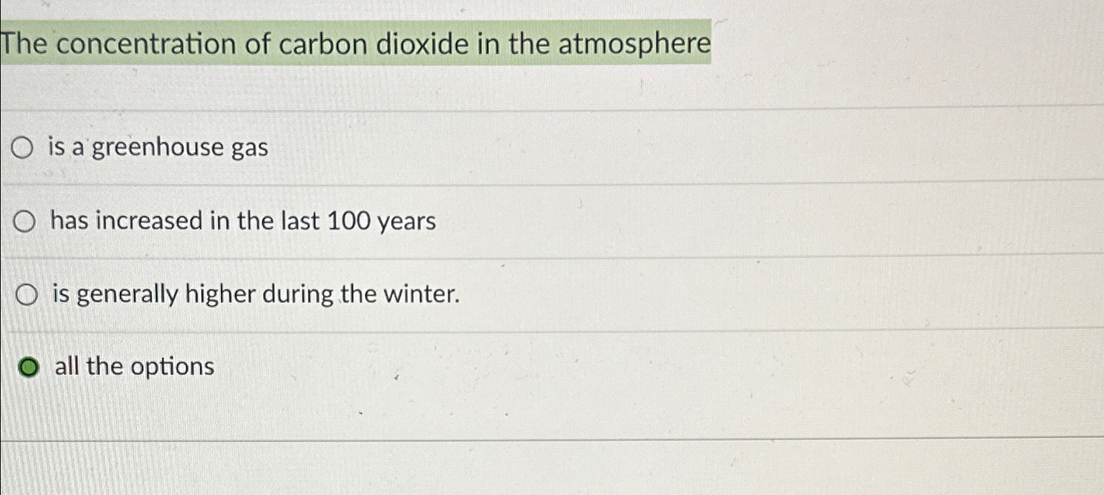Solved The concentration of carbon dioxide in the | Chegg.com