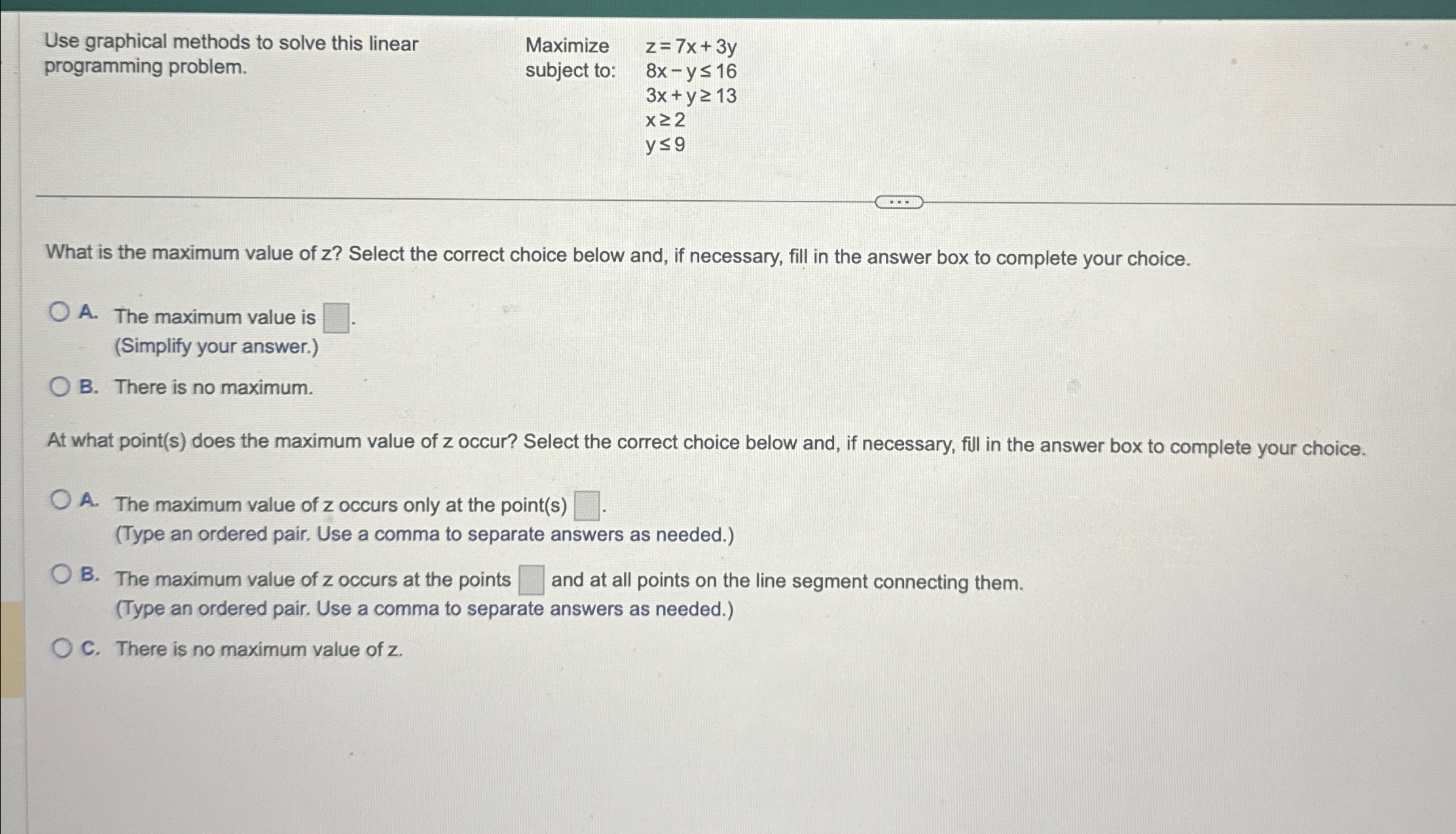 Solved Use graphical methods to solve this linear | Chegg.com