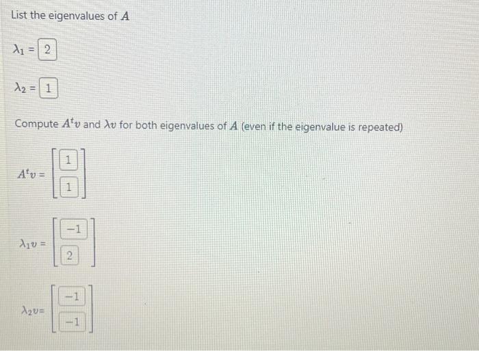 Solved linear algebra: The eigenvalues of A equal the | Chegg.com