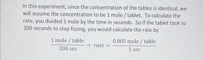 Solved In this experiment, since the concentration of the | Chegg.com