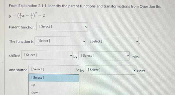 Solved From Exploration 2.1.1, Identify the parent functions | Chegg.com