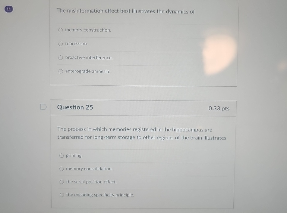 Solved 11The misinformation effect best illustrates the | Chegg.com