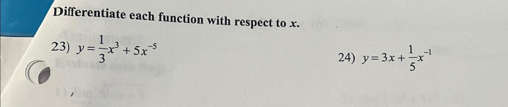 Solved Differentiate each function with respect to | Chegg.com