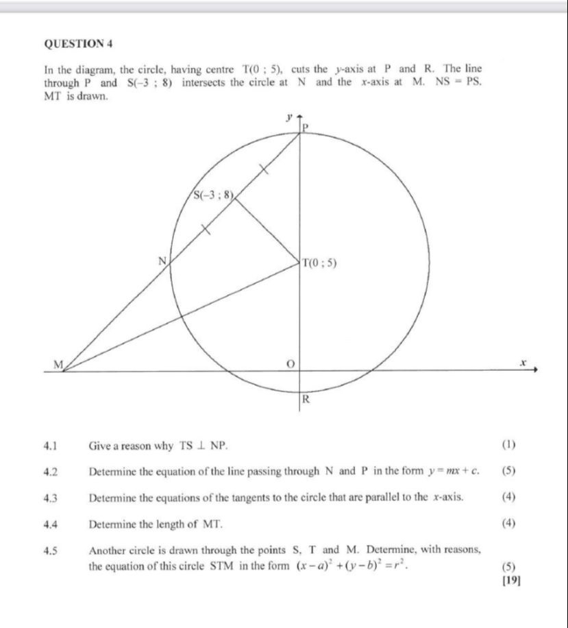 QUESTION 4In the diagram, the circle, having centre | Chegg.com
