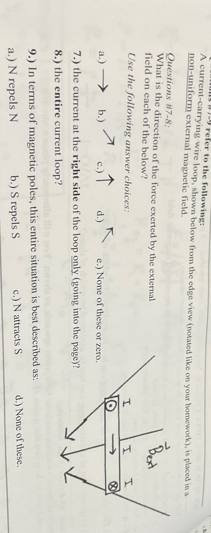Solved refer to the following:A current-carrying wire loop, | Chegg.com