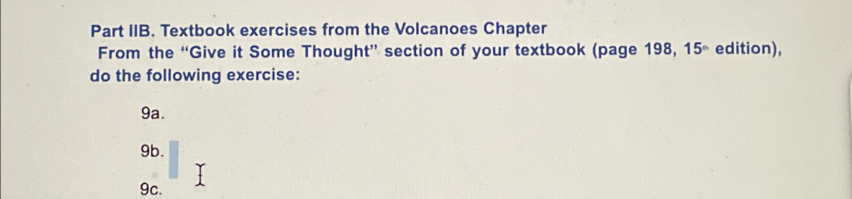 Solved Part IIB. Textbook exercises from the Volcanoes | Chegg.com