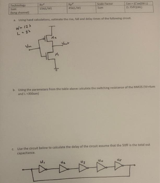 Solved a. Using hand calculations, estimate the rise, fall | Chegg.com