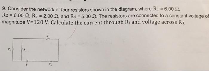 Solved 9. Consider the network of four resistors shown in | Chegg.com