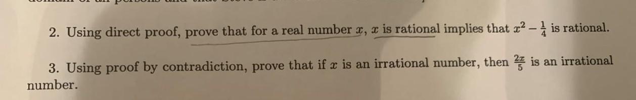 Solved 2. Using direct proof, prove that for a real number | Chegg.com