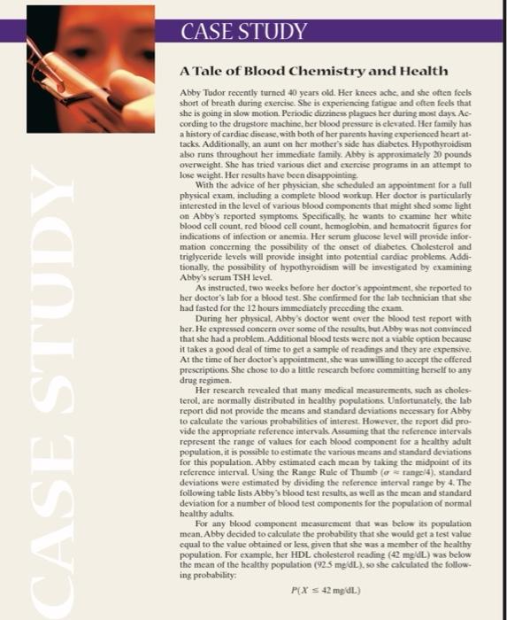 Solved CASE STUDY CASE STUDY A Tale of Blood Chemistry and | Chegg.com