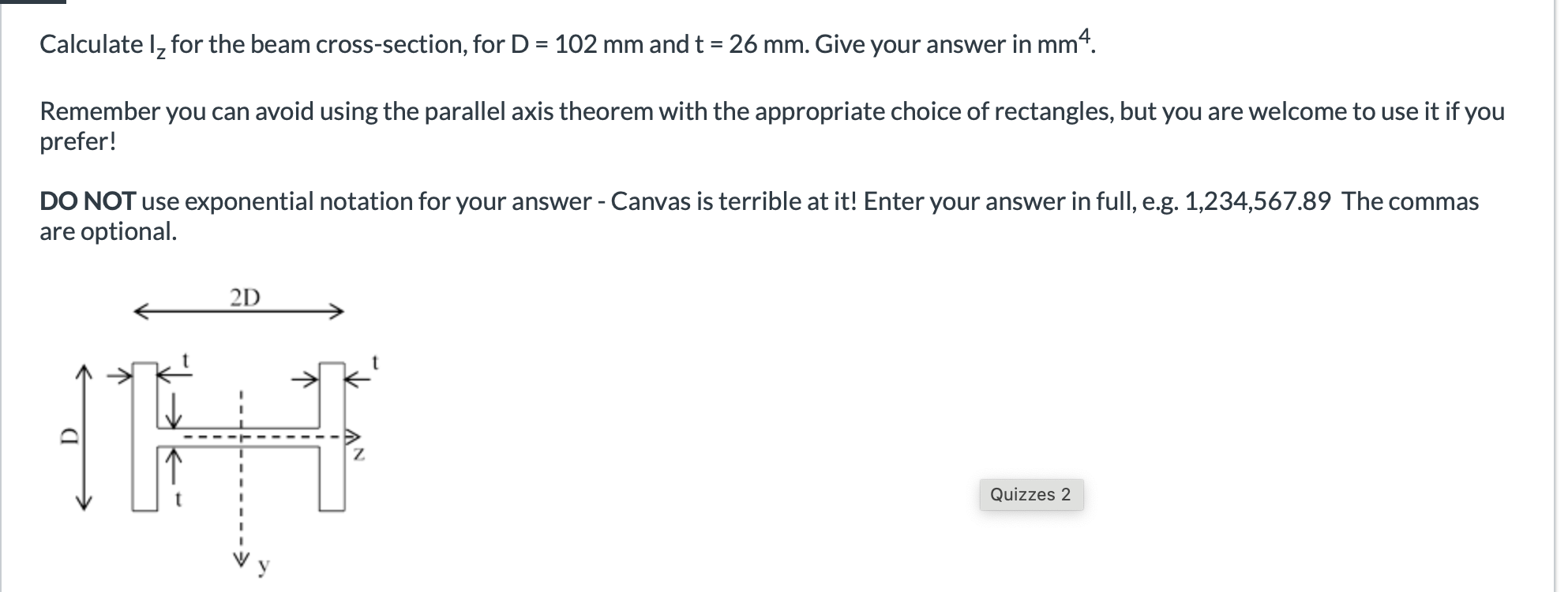 Solved Calculate \( \mathrm{I}_{\mathrm{z}} \) ﻿for the beam | Chegg.com