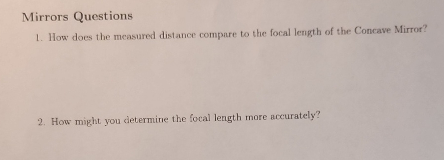 Solved Mirrors QuestionsHow does the measured distance | Chegg.com