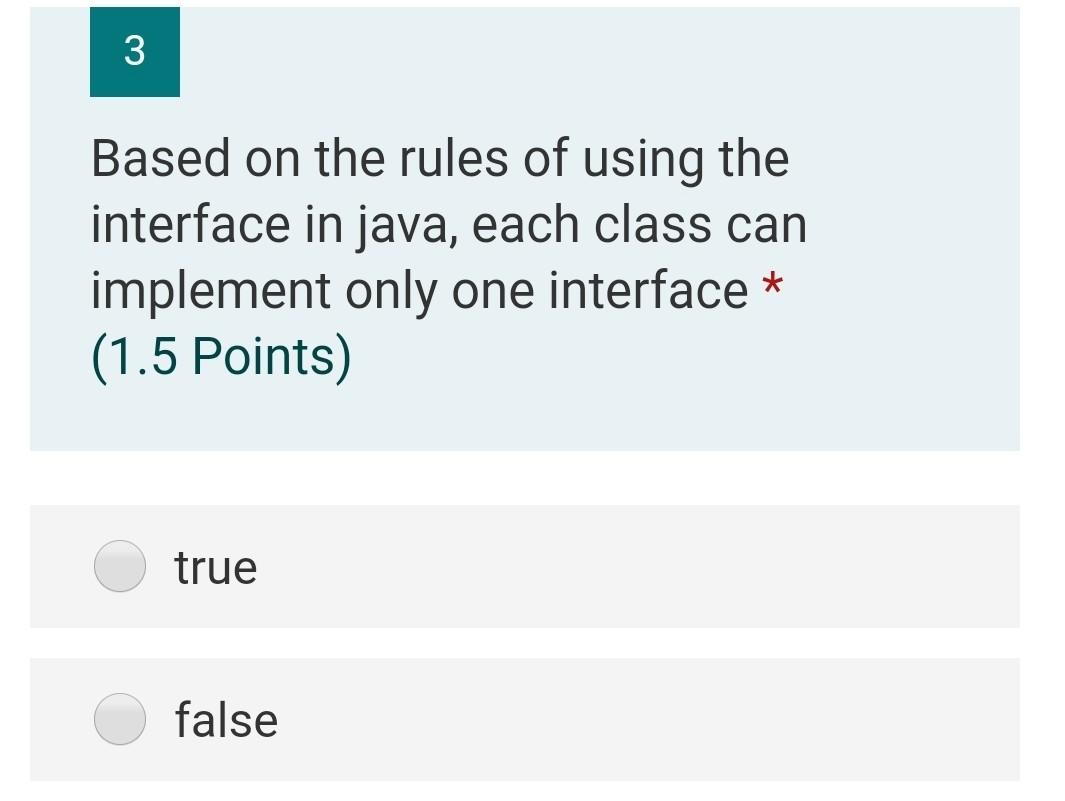 Solved 3 Based on the rules of using the interface in java, | Chegg.com